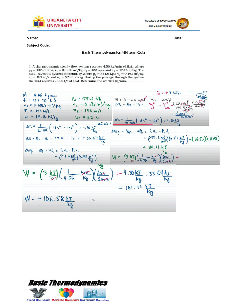 Basic Thermodynamics Exam | PDF