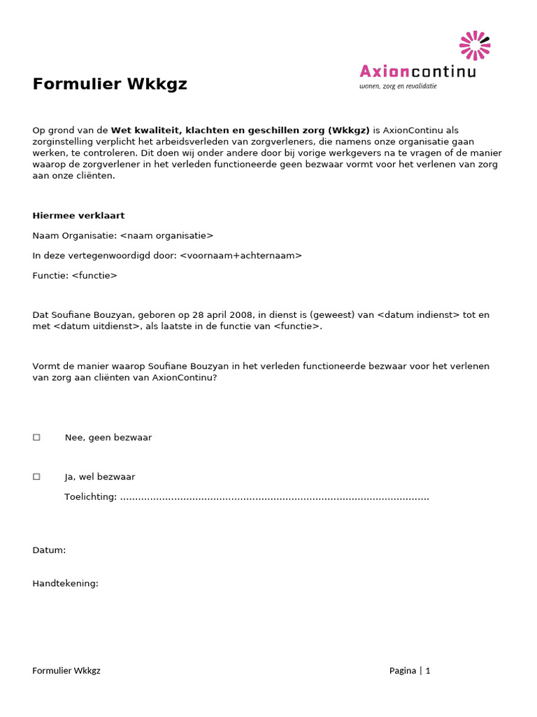 (Dossier) Formulier WKKGZ | PDF