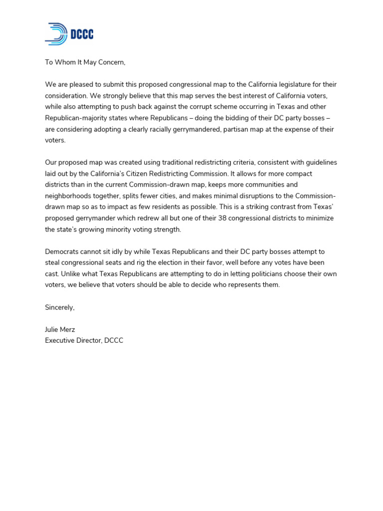 Draft Map and Cover Letter | PDF | Republican Party (United States ...