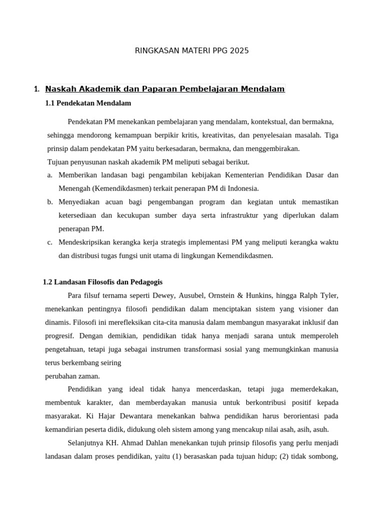 Ringkasan Materi PPG 2025 | PDF