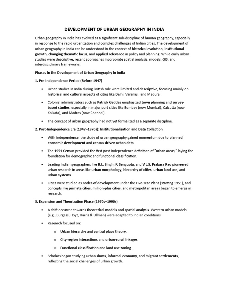 1 Development of Geography in India | PDF | Geography | Urban Geography