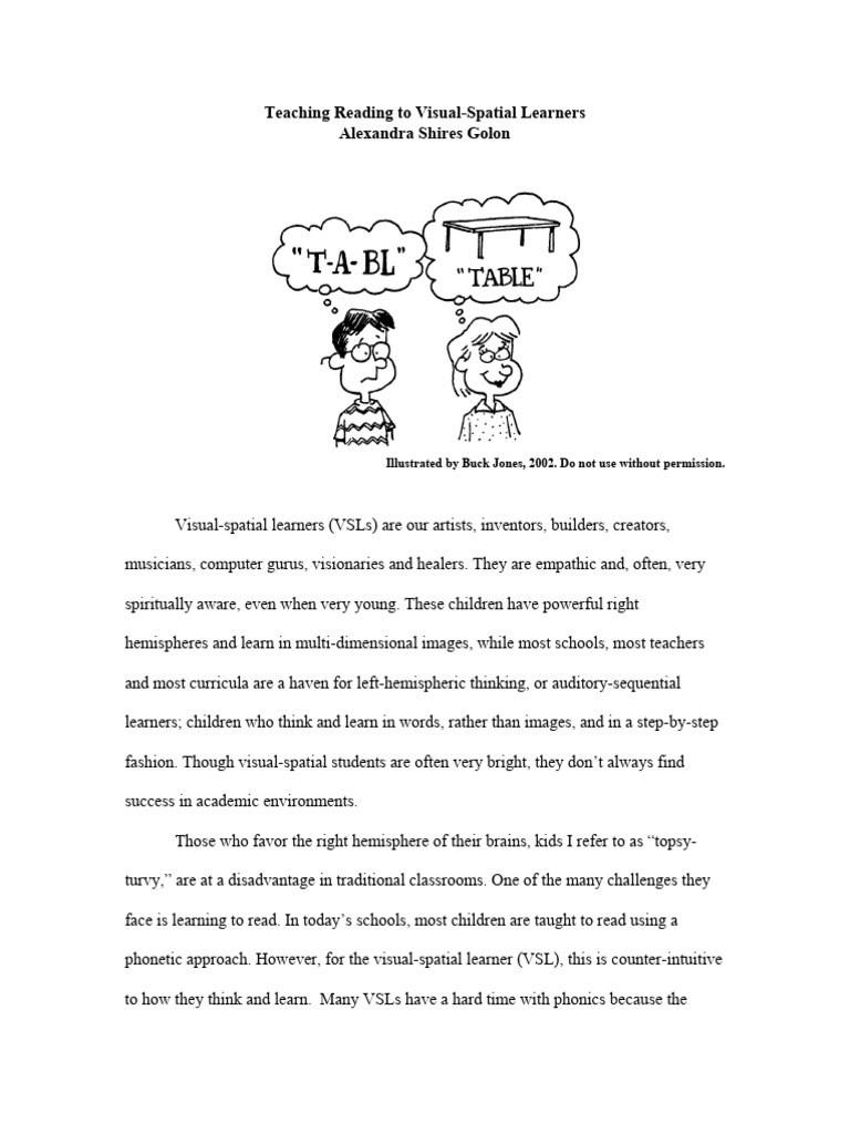 Reading Strategies for Visual-Spatial Learners | PDF | Books | Phonics