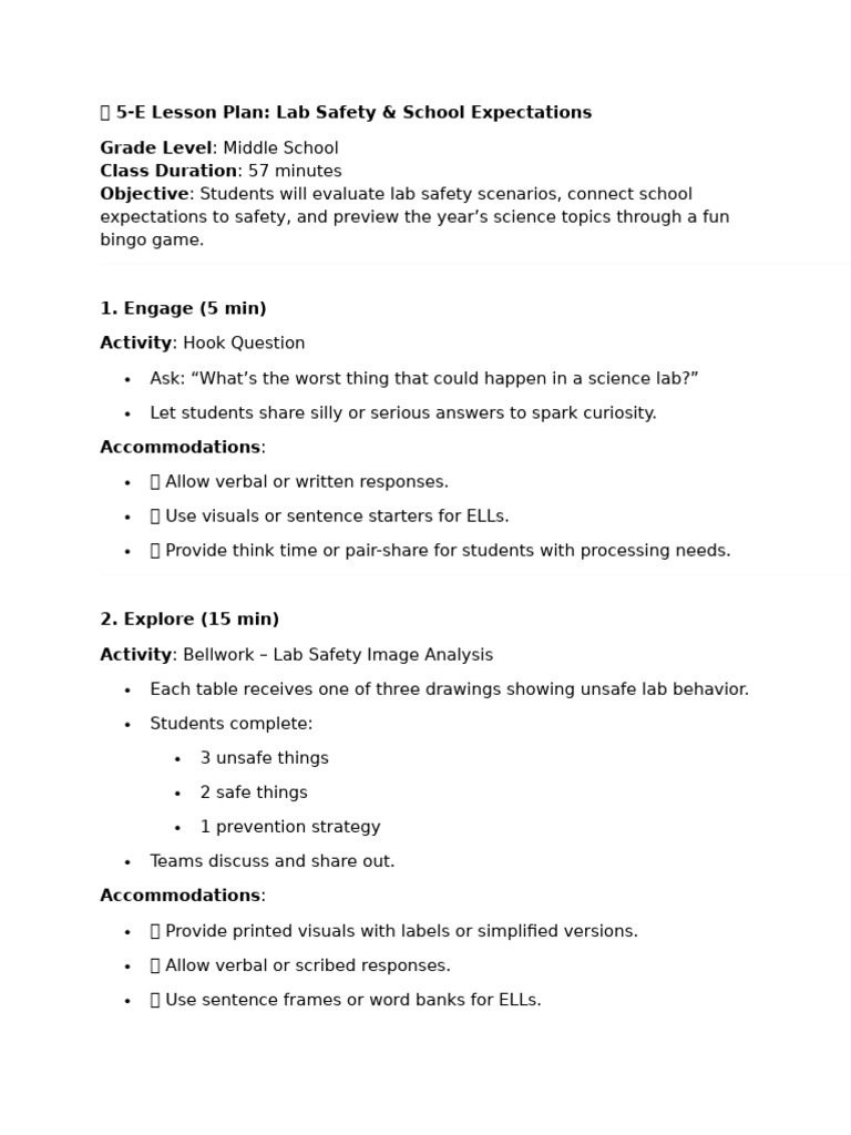 Lab Safety & School Expectations Lesson | PDF | Lesson Plan | Learning