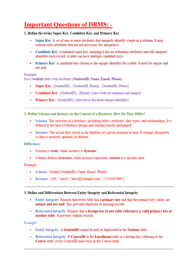 Dbms Question | PDF | Databases | Relational Model