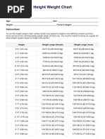 Height to Weight Ratio Chart for Adults | PDF | Pound (Mass) | Obesity