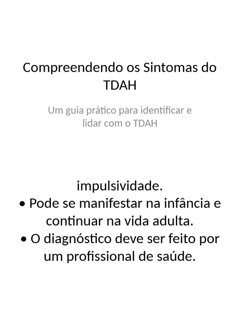 Compreendendo Os Sintomas Do TDAH | PDF