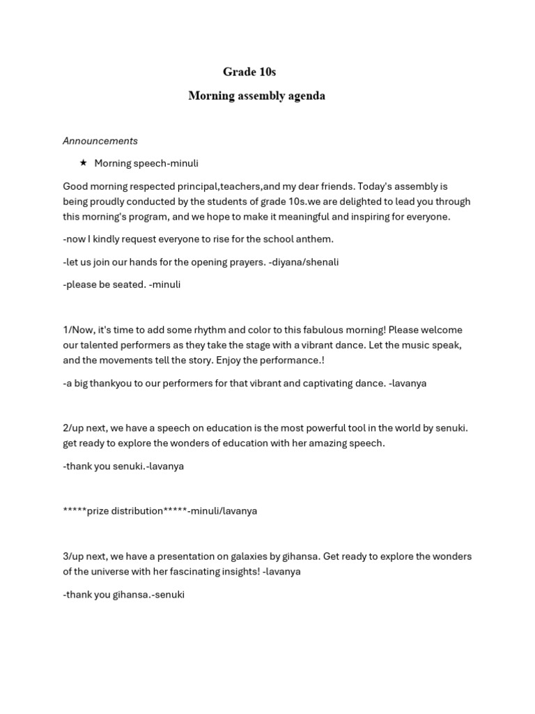 Assembly Announcements | PDF