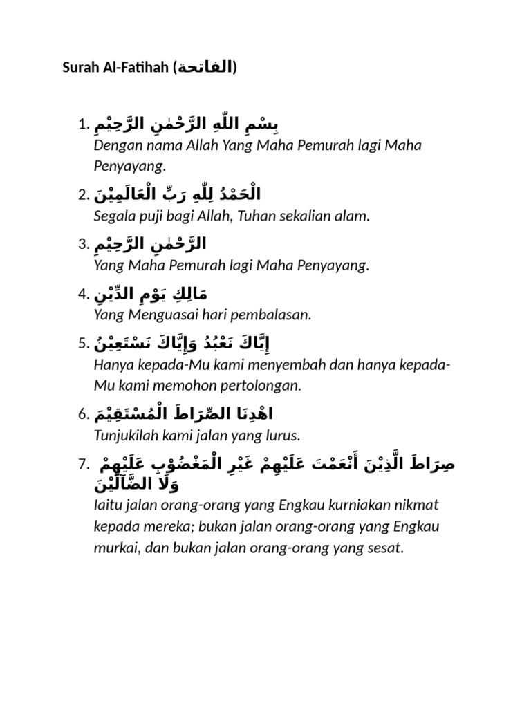 Surah Al Fatihah Dan Terjemahan | PDF