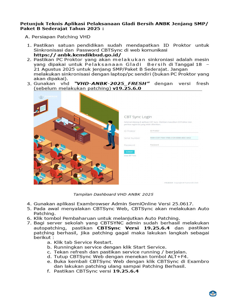 Petunjuk Sinkronisasi Gladi Bersih ANBK 2025 | PDF