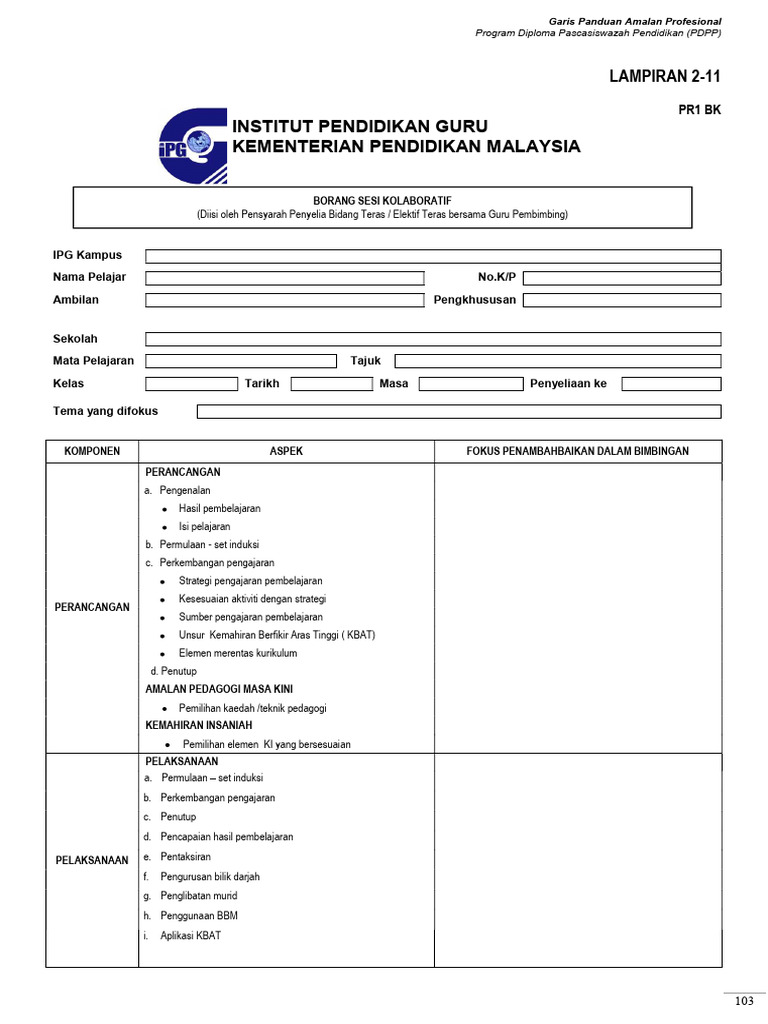 BORANG SESI KOLABORATIF | PDF