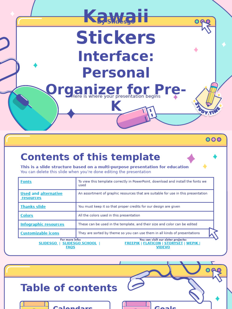 Kawaii Stickers Interface - Personal Organizer For Pre-K by Slidesgo ...