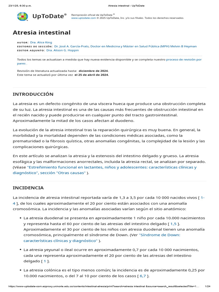 Atresia Intestinal - UpToDate | PDF | Tracto gastrointestinal ...