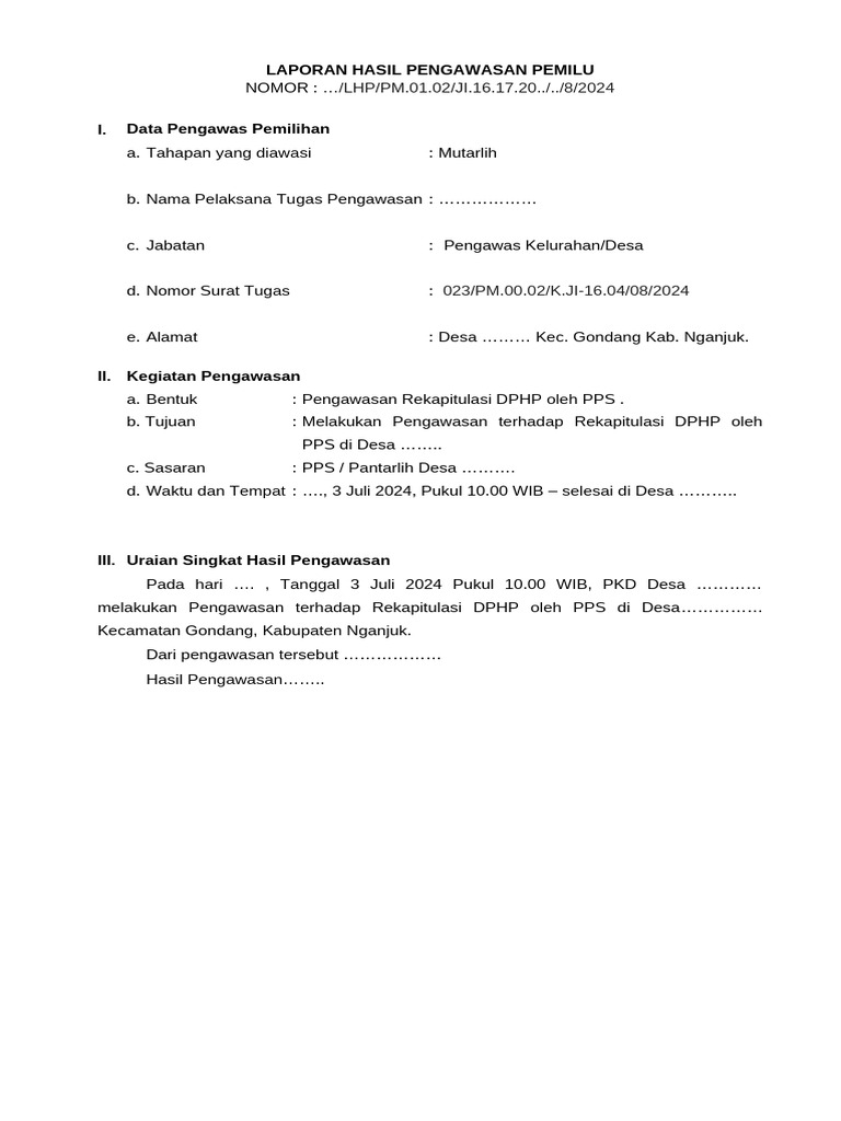 Contoh Form A Rekap DPHP | PDF