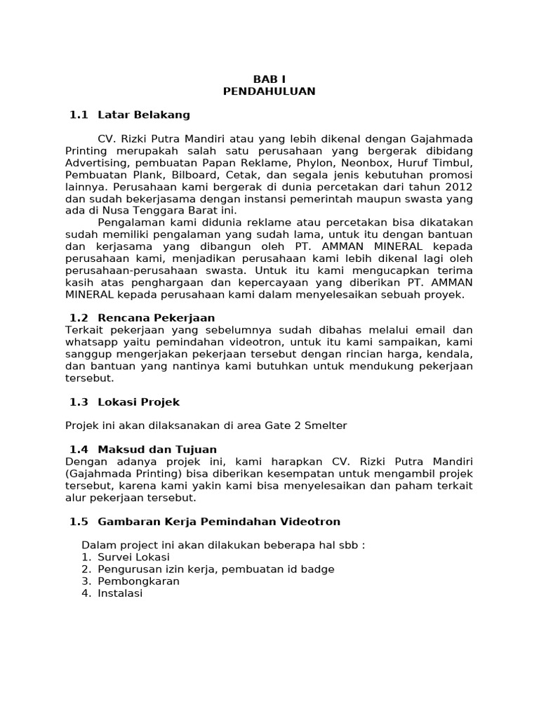 Contoh Proposal Proyek | PDF