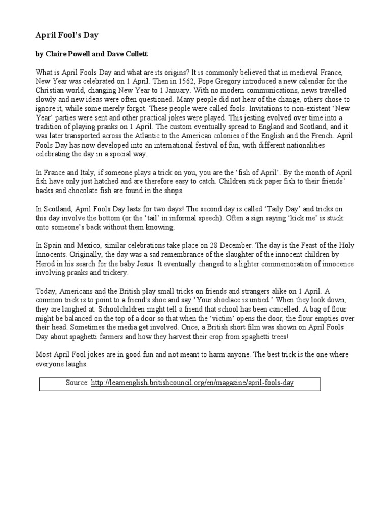 April Fools Day | PDF | Hamburgers | Bbc