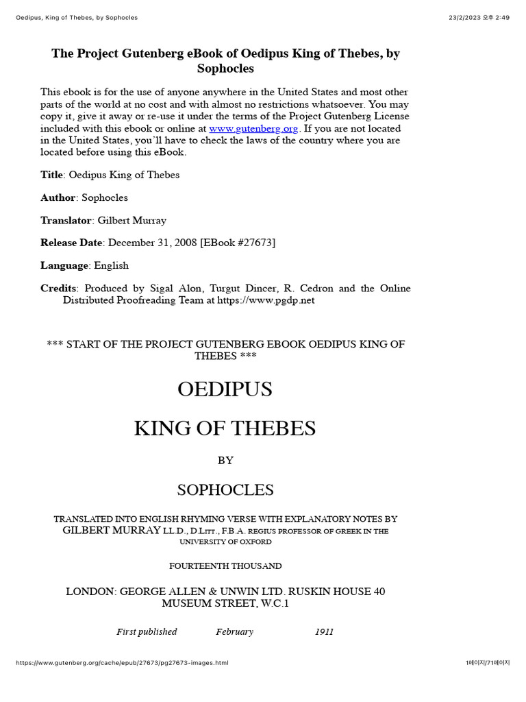 Oedipus Rex | PDF | Oedipus | Sophocles