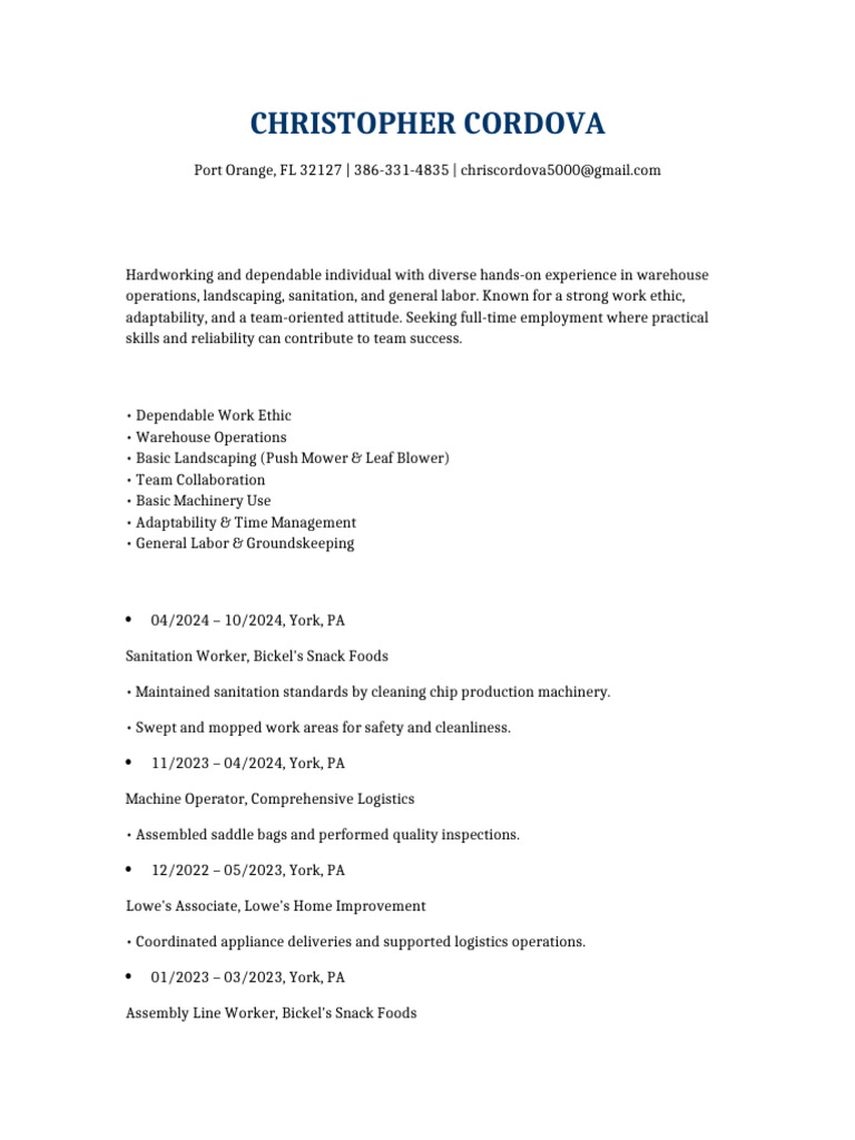 Christopher Cordova Resume | PDF