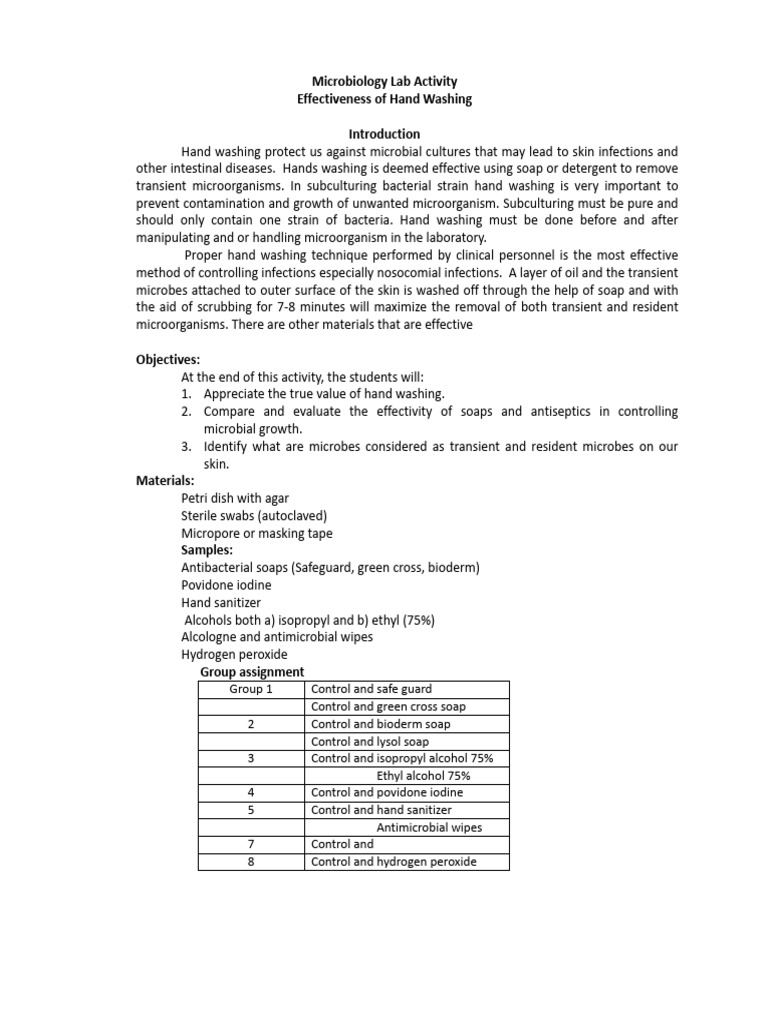 Hand Washing Effectiveness in Microbiology | PDF | Hand Washing ...