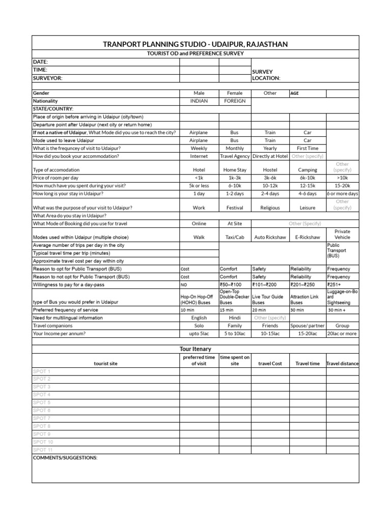 Tourist Od and Preference Survey | PDF | Bus | Transport