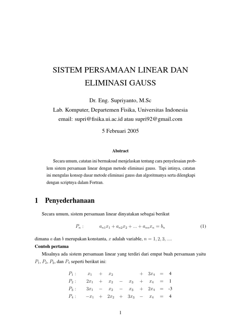 Eliminasi Gauss | PDF