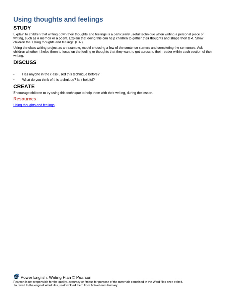 Using Thoughts and Feelings | PDF