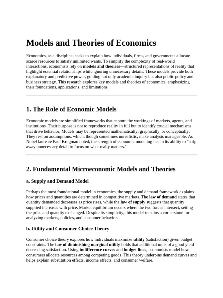 Models and Theories of Economics | PDF | Economics | Macroeconomics