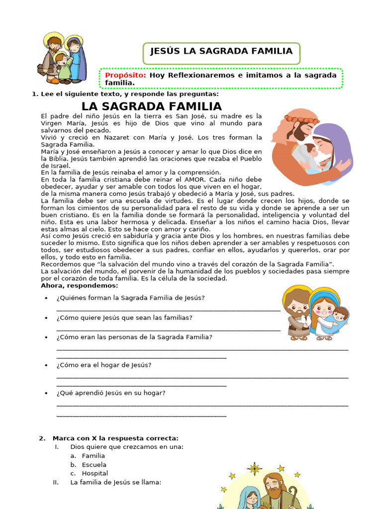 Actividades sobre la Sagrada Familia | PDF | María, madre de Jesús ...