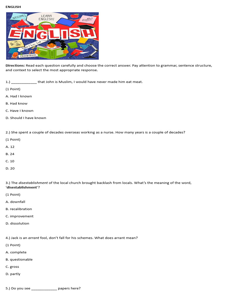 English Mock Exam Questions 2025 | PDF | Cell (Biology) | Force