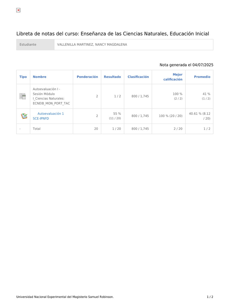 Libreta de Notas Del Curso: Enseñanza de Las Ciencias Naturales ...