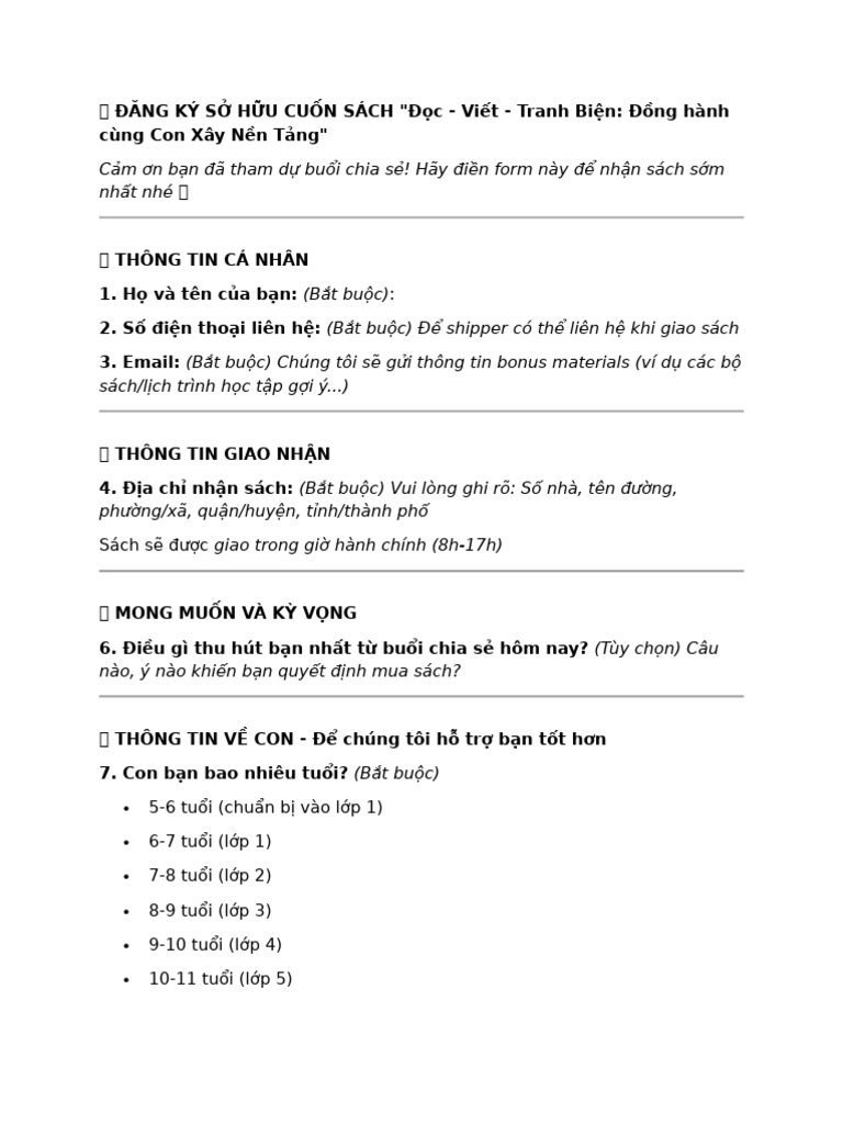 Google Form Dang Ky Sach - V1 - 11.6 | PDF