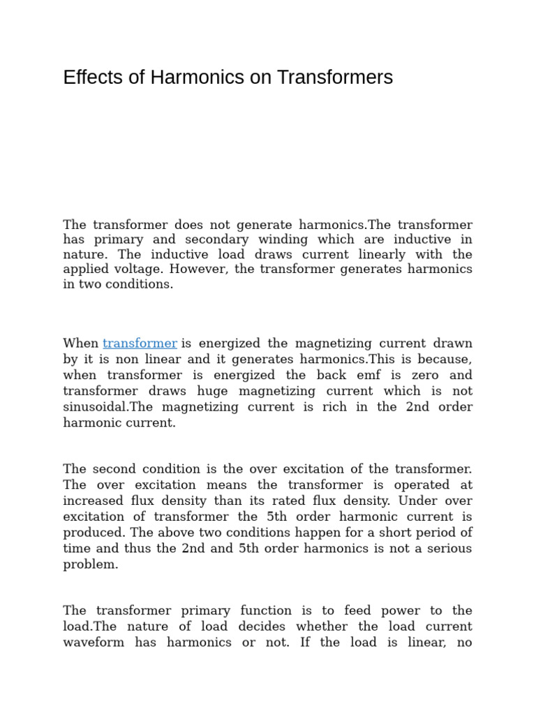 Harmonics Impact on Transformer Performance | PDF | Transformer ...