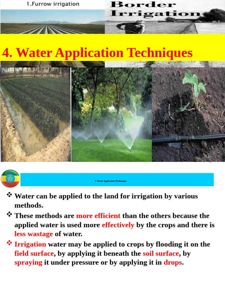 Efficient Water Application Techniques | PDF | Irrigation | Plough