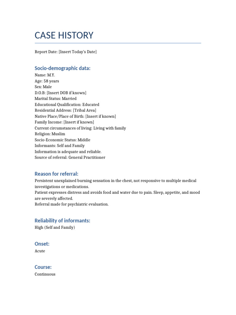 Chest Pain and Depression Case Study | PDF | Major Depressive Disorder ...