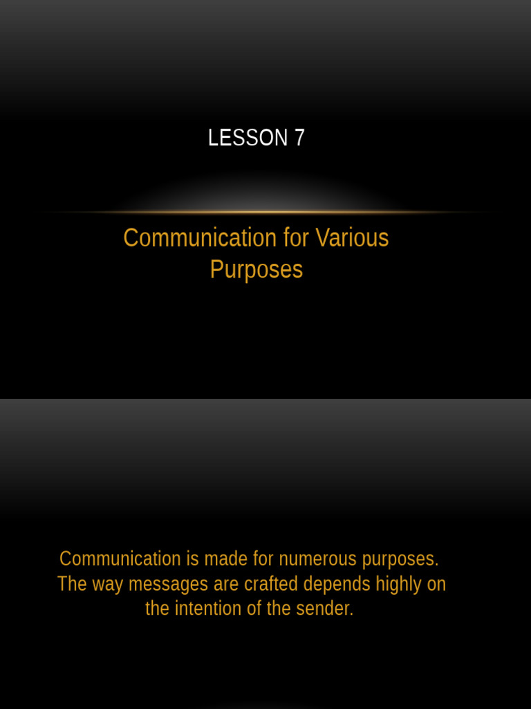 Communication For Various Purposes | PDF
