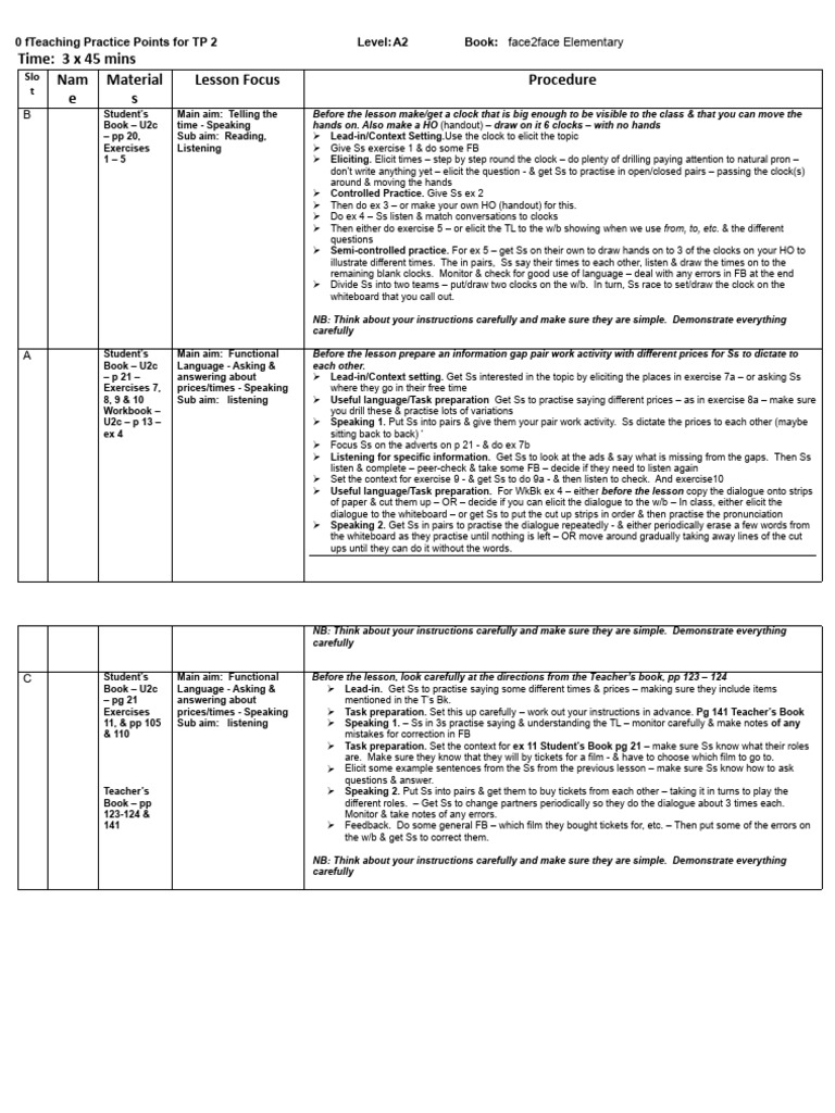 A2 Lesson Plan: Time & Prices Practice | PDF | Vocabulary | Cognitive ...