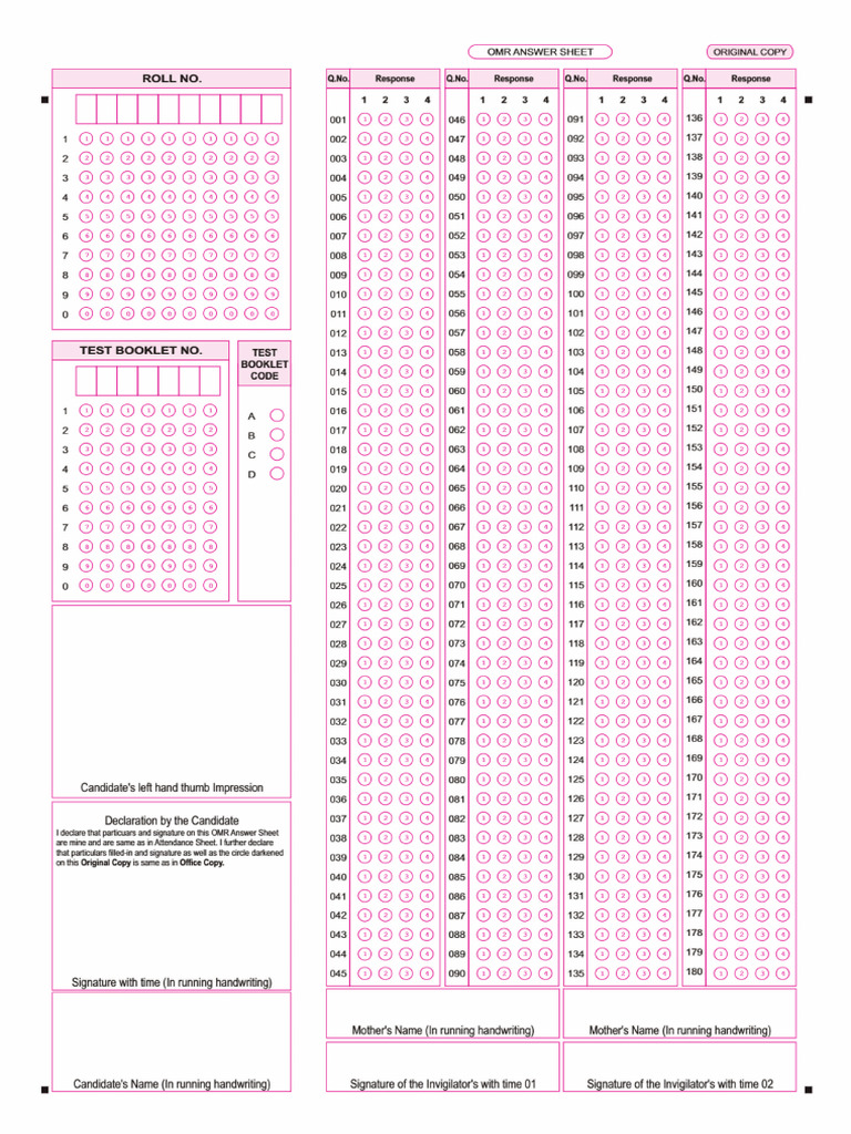 OMR Sheet For NEET 2025 - 250804 - 181223 | PDF