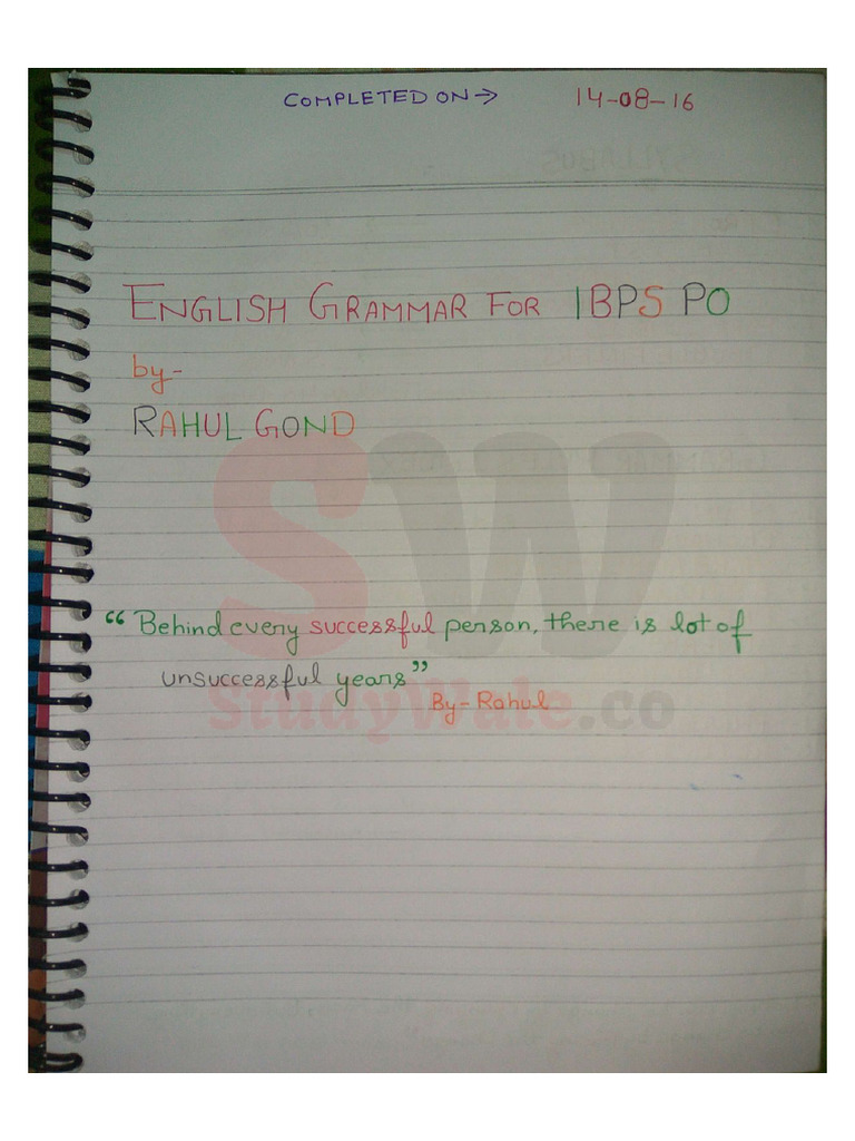 Watermarked - English Grammar Hand Written Notes | PDF