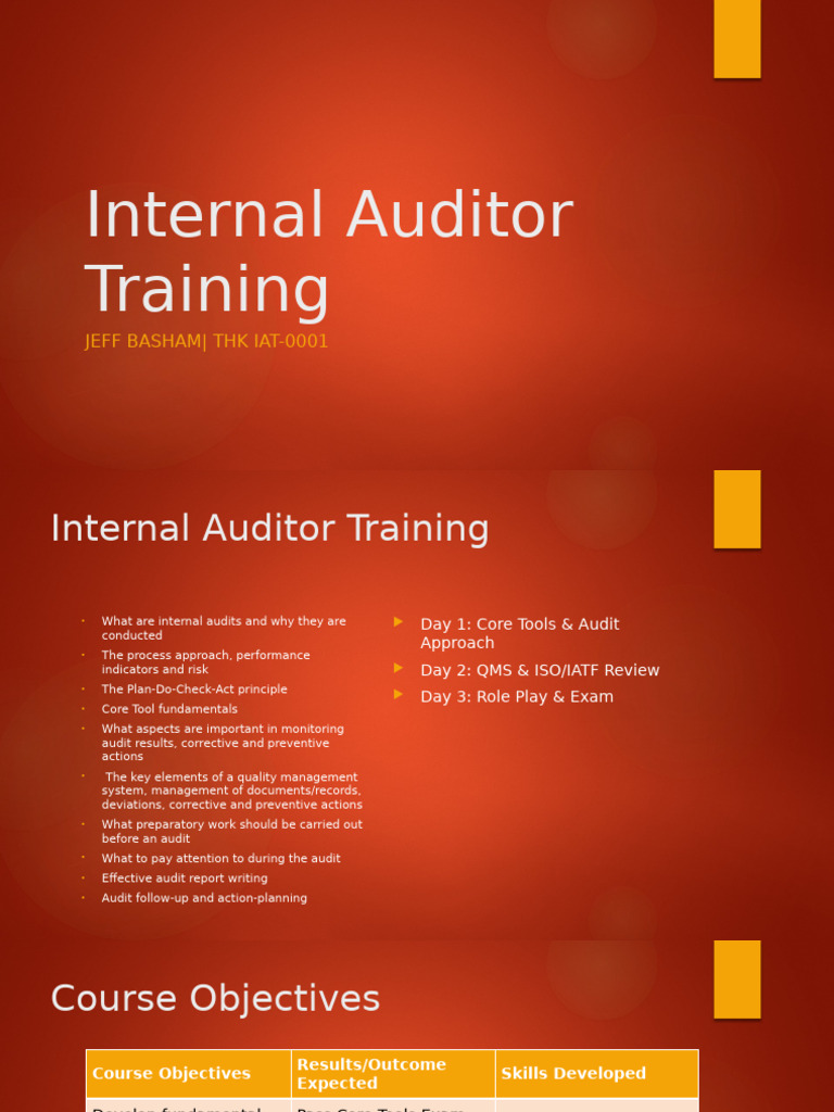 Internal Auditor Training Overview | PDF | Audit | Internal Audit