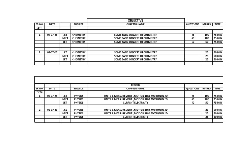 Time Table Schedule-1 | PDF