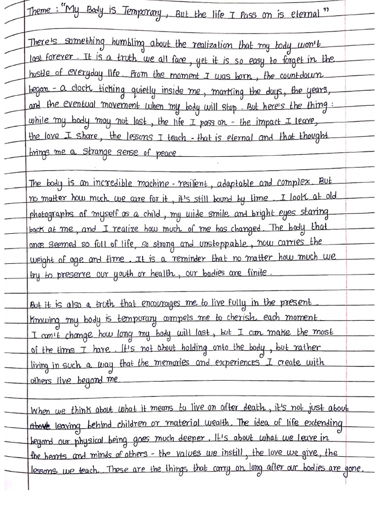 My Body Is Temporary, But The Life I Pass On Is Eternal | PDF