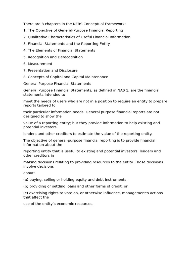 NFRS Conceptual Framework Overview | PDF