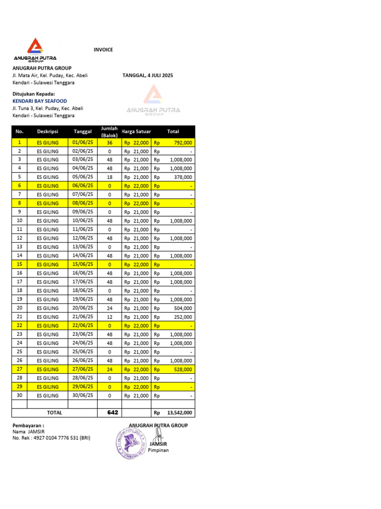 Invoice Kbs Juni 2025 | PDF