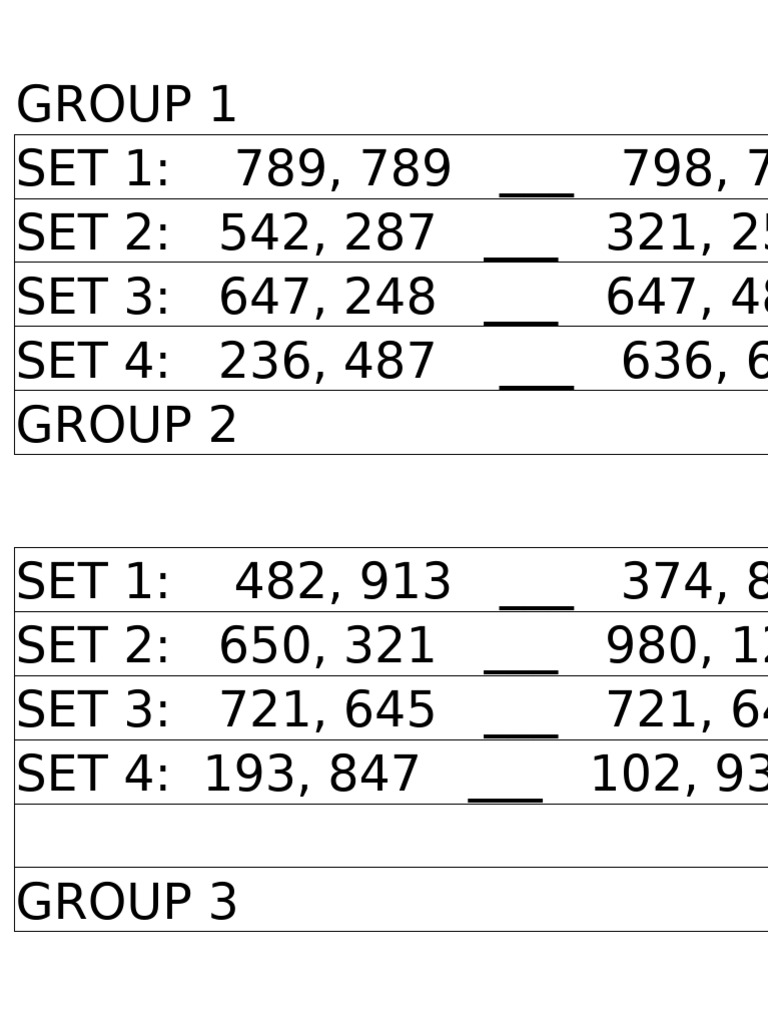 Number Sets Grouped by Patterns | PDF