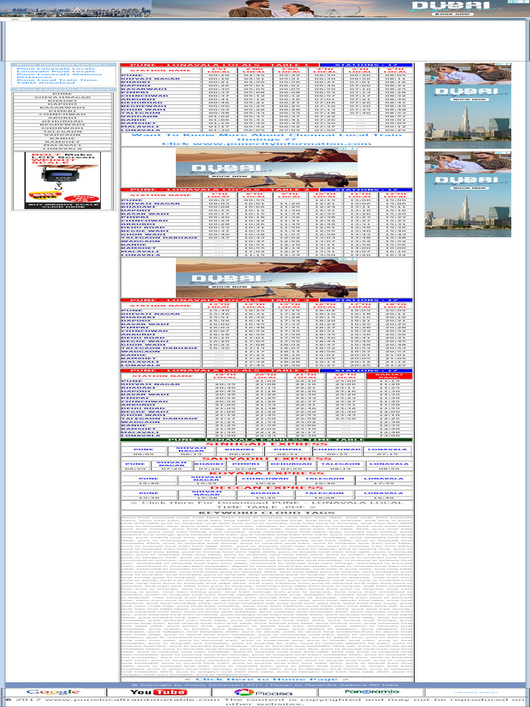 Pune Lonavala Local Time Table 2025 Pune Lonavala Trains | PDF | Public ...