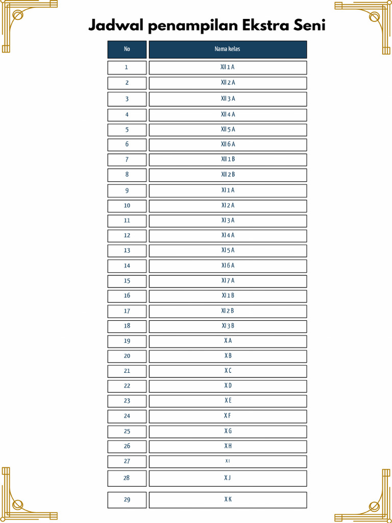Jadwal Ekstra Seni | PDF