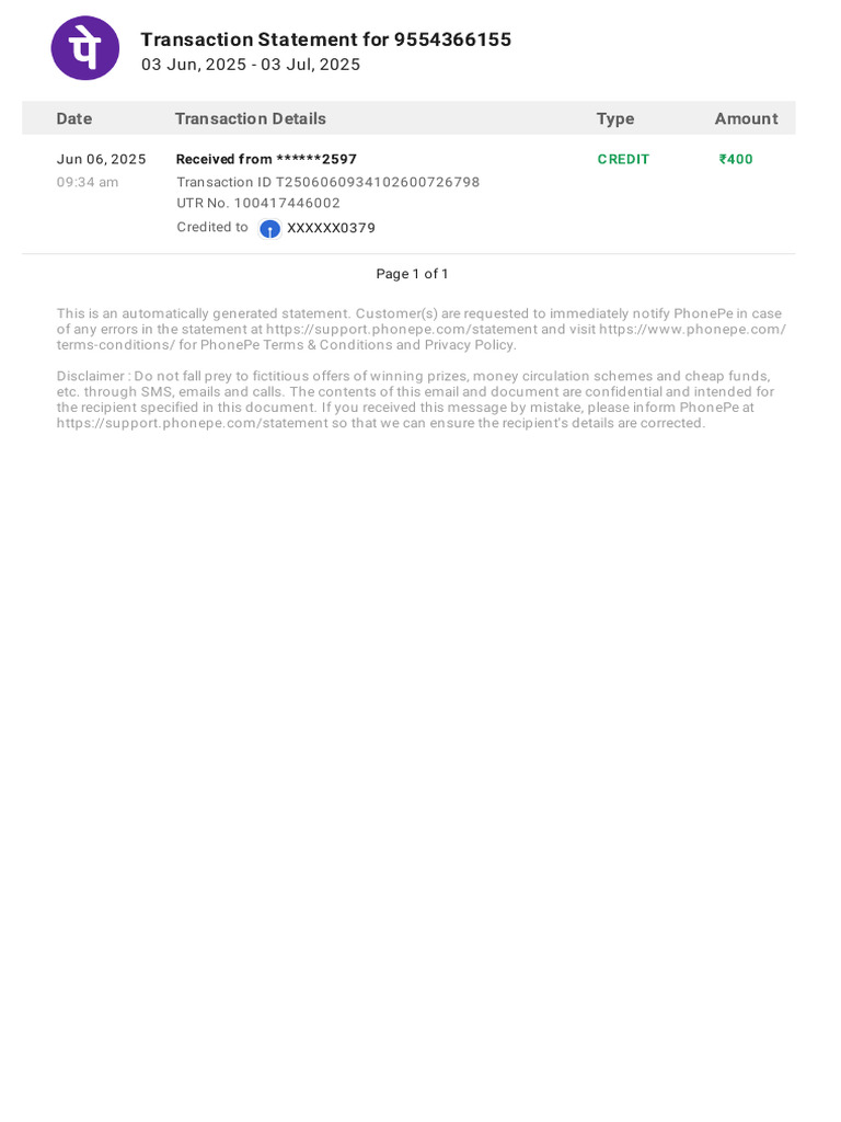 PhonePe Statement Jun2025 Jul2025 | PDF