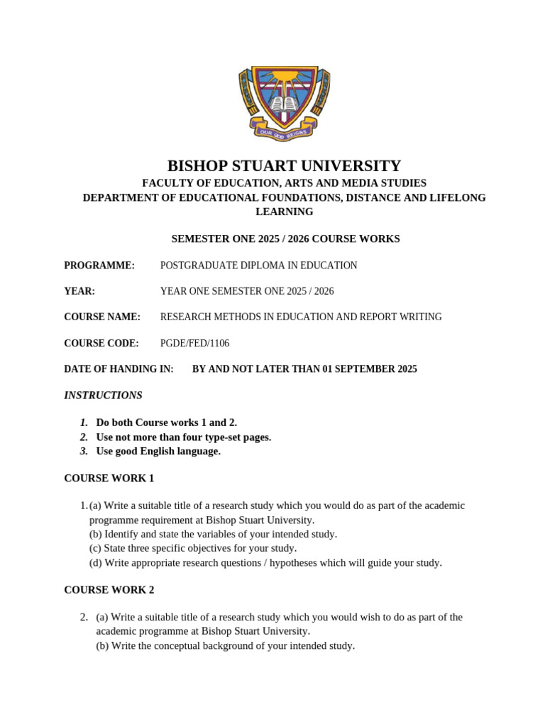 Research Methods Course Work Guide 2025 | PDF