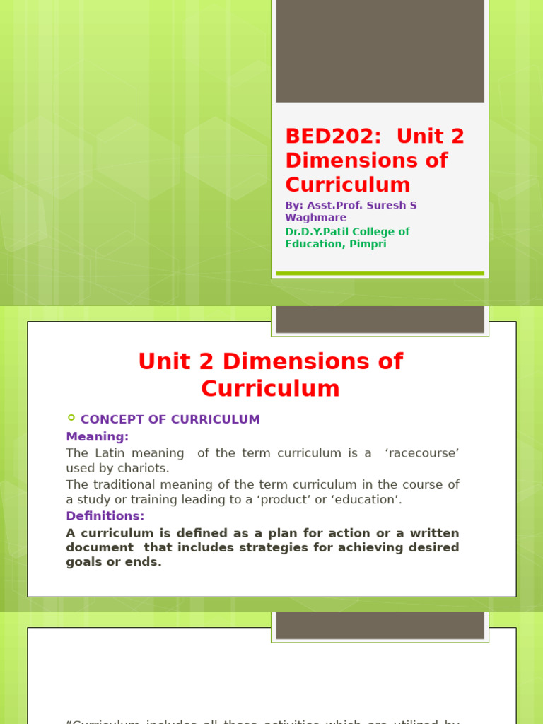 Understanding Curriculum Dimensions | PDF | Curriculum | Learning