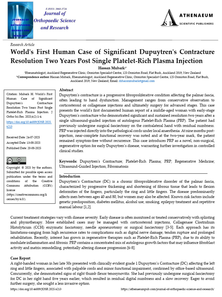 Worlds First Human Case of Significant Dupuytrens Contracture ...