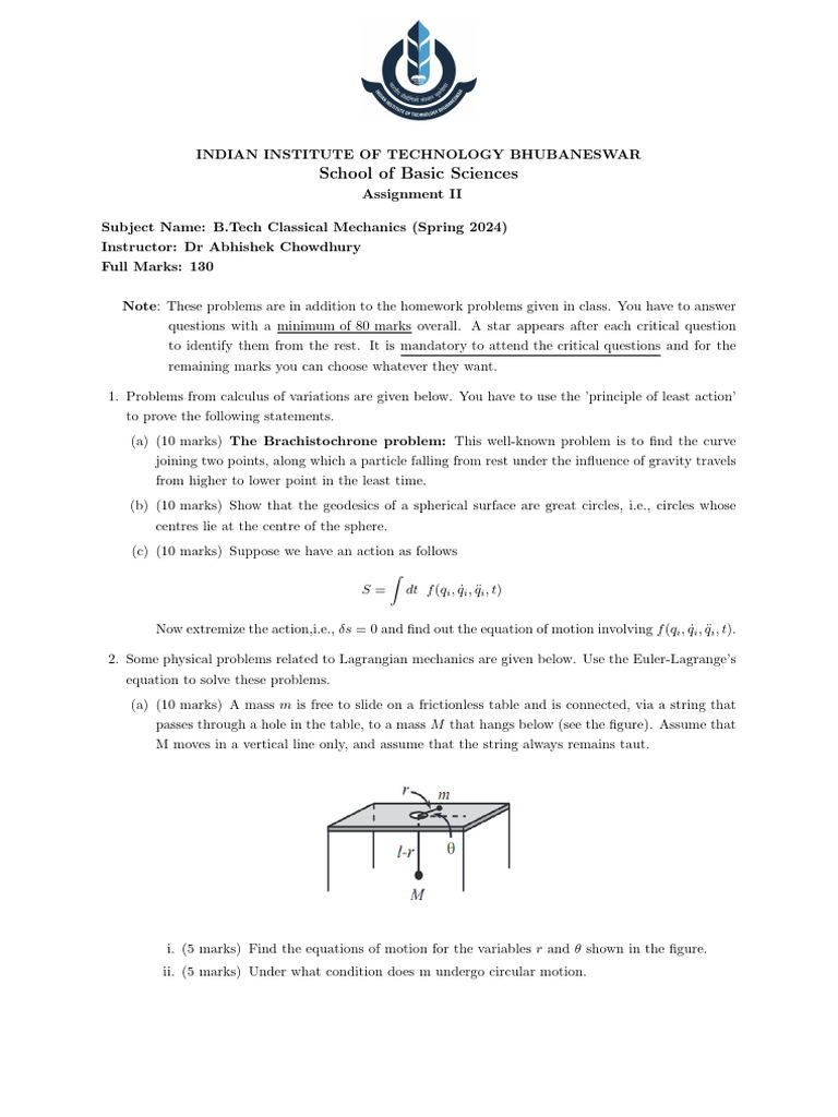 Btech - Assignment - 2 (1) (1332) | PDF | Lagrangian Mechanics ...